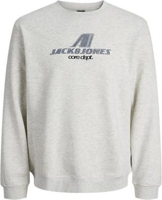 Jack & Jones Print Crew Neck Sweat à col Rond imprimé Jcotier, Blanc-Gris, L Homme
