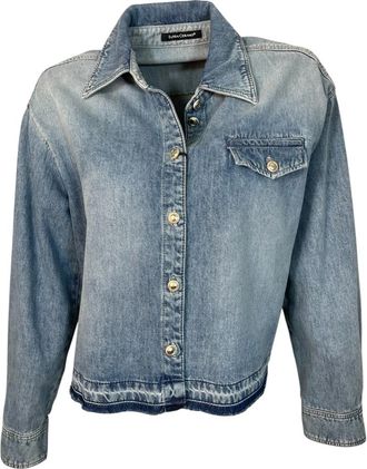 Luisa Cerano Femme, Vestes, Bleu, Taille: 38 FR Chemise en jean &agrave; ourlet brut