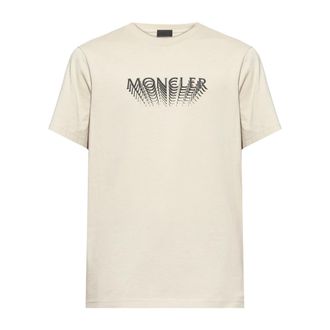 Moncler Homme, Tops, Beige, Taille: L Logo Cotton Jersey T-Shirt