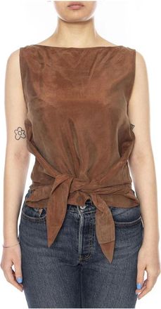 Thinking Mu Femme, Tops, Brun, Taille: 40 FR D&eacute;bardeur