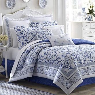 Laura Ashley Bettwäsche-Set für Einzelbett, Wendebettwäsche aus Baumwolle mit passendem Kissenbezug, mittleres Gewicht für ganzjährige Nutzung, Studentenbedarf (Ch