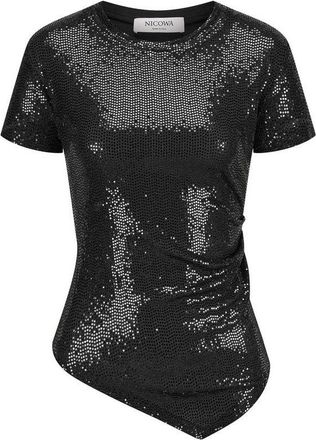 Nicowa Rundhalsshirt TONIWI (1-tlg) mit asymmetrischer Raffung an der Seite