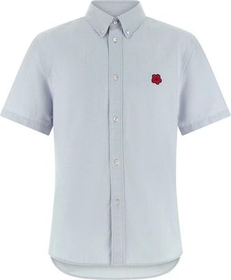 Kenzo Homme, Chemises, Bleu, Taille: XL Chemise Brod&eacute;e Fleur Boke