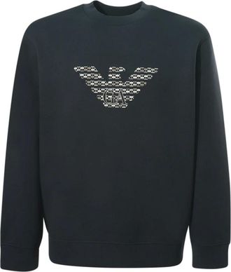 Emporio Armani Homme, Sweatshirts et sweats à capuche, Bleu, Taille: 2XL ASV Double-jersey SweaT-shirt with Oversized Embroidery