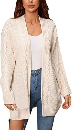 Generic 2026 Vestes pour femmes 2022 Hiver Mode Lady Veste Irr&eacute;guli&egrave;re Creux Tricot Manches Longues Rose Cardigan Femmes V&ecirc;tements, a, L
