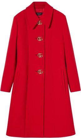 Gucci Woll-Natt&eacute;-Mantel mit Double G-Knopf - - Coats - Damen - Rot - M