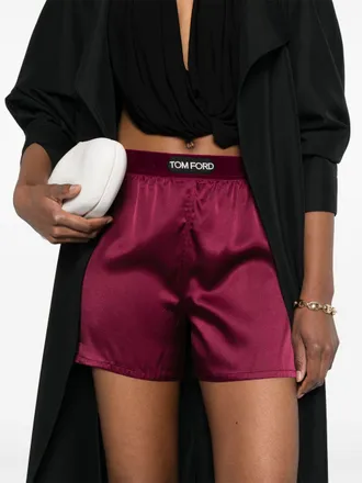 Tom Ford Womens Silk Velvet Shorts Plum