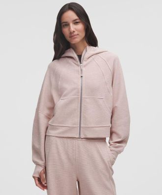 lululemon Scuba Oversized-Hoodie mit Rei&szlig;verschluss Waffelmuster f&uuml;r Frauen - Gr&ouml;&szlig;e XL/2XL in Heathered Mink Berry