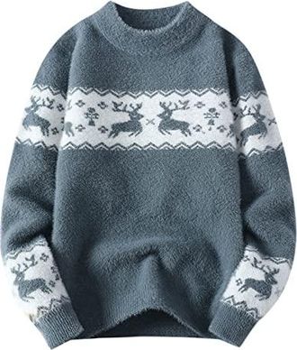 Generic Pull de Noël pour homme avec renne et cerf - Facile dentretien - Doux et pliable - Tricot tricoté à manches longues - Épais - Thermique - Idéal pour l