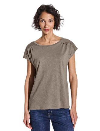 Street One Damen A322957 Shirt mit Raffung, Stone Brown, 34