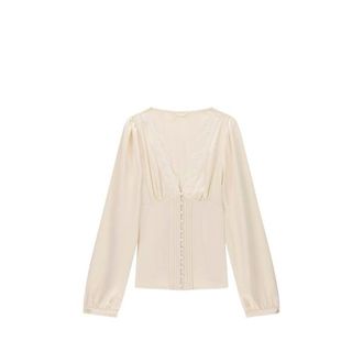 Guess Blouse encolure V en coton m&eacute;lang&eacute;