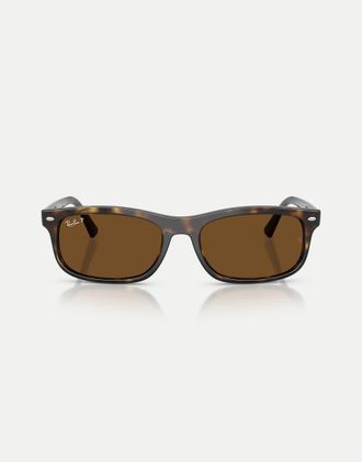 Ray-Ban Rb2224 - Lunettes de soleil rectangulaires &agrave; verres polaris&eacute;s marron - Havane