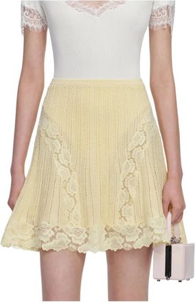 Self Portrait Femme, Jupes, Jaune, Taille: 40 FR Mini-jupe en maille