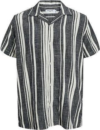 Jack & Jones PLUS T- Shirt Jorcabana à Rayures SS Ln Pls Chemise, Noir, XXXXL Homme