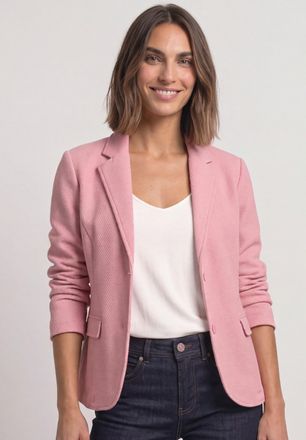 Street One Kurzblazer STREET ONE, Damen, Gr. 34, rosa (vintage blush), Stoff, 70% Polyester, 27% Viskose, 3% Elasthan, unifarben, normal normal, V-Ausschnitt, ab