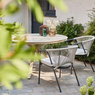 Sweeek Table de jardin ronde aluminium et verre 6 places beige - Orbis