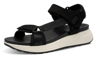 Tamaris Riemchensandale TAMARIS, Damen, Gr. 39, schwarz, Textil, Schuhe Riemchensandale, Plateau, Sandalette, Trekkingsandale, verstellbare Klettverschl&uuml;sse