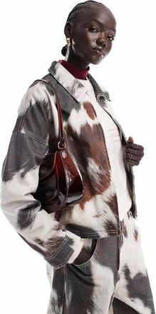 Asos Schlichte Jeansjacke mit Kragen und Kuhfellmuster-Bunt