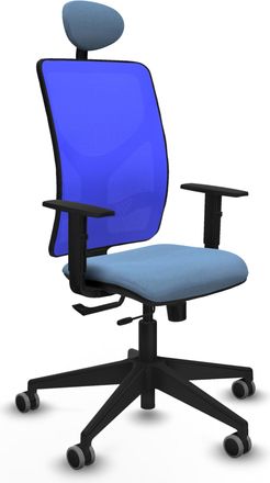 Piqueras y Crespo B&uuml;rostuhl f&uuml;r Zuhause, mit 1D-Armen, h&ouml;henverstellbare Lendenwirbelst&uuml;tze und festes Kopfteil, ausgestattet mit Syncro/Traslack und Schneideschaum, Bl