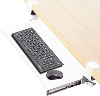 Vivo Large Keyboard Tray Under Desk Pull Out with Extra Sturdy C Clamp Mount System, 27 (33 Including Clamps) x 11 inch Slide-Out Platform Computer Drawer 