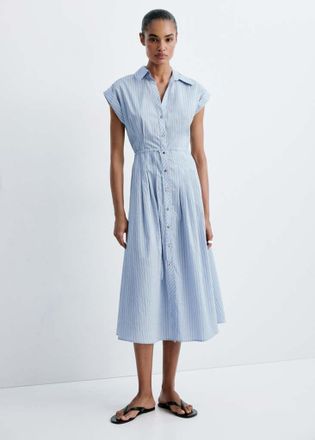 Mango Robe chemisier &agrave; rayures bleu - Femme - XS - MANGO