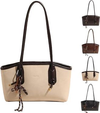 Generic Sac &agrave; bandouli&egrave;re pour femme - Sac &agrave; main en cuir synth&eacute;tique - Style vintage - Avec joli pendentif - Marron, beige, 11.02 inch