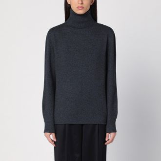 Givenchy Dunkelgrauer Rollkragenpullover mit Schleppe