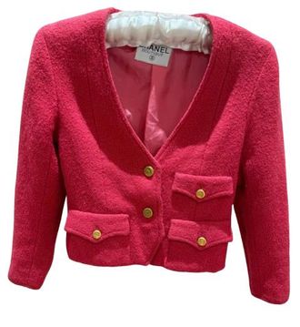 Herm&egrave;s Chanel Cropped Pink Boucle Jacket Size S