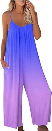 Generic 2026 Robes boh&egrave;me pour femmes, combinaisons, tendance, ample, sans manches, bretelles spaghetti r&eacute;glables, salopettes extensibles, poches larges, viol