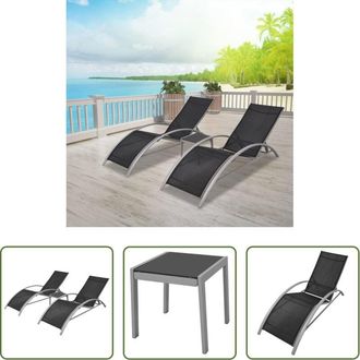 vidaXL vidaXL Liegestuhl mit Tisch - Sonnenliegen mit Tisch Aluminium Schwarz