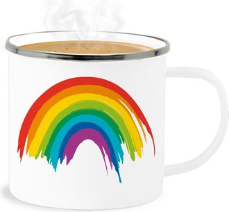Shirtracer Emaille Becher Blechbecher - Pride Tasse Flagge - Regenbogen LGBT & LGBTQ - 300 ml - Weiß Silber - csd rainbow lesbian christopher street day lqbtq fl