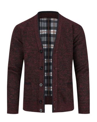 AlltheMen Cardigan Herren Strickjacke mit V Ausschnitt Grobstrick Cardigan mit Kn&ouml;pfen