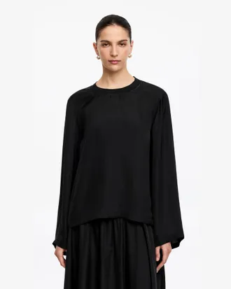 Arket Langarmoberteil Aus Satin -Schwarz
