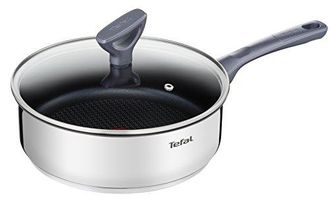 T-fal Sauteuse Dailycook en INOX - Ø 24 cm - Avec couvercle en verre - Tous feux Dont Induction
