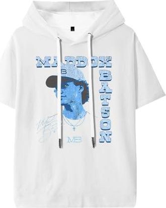 Generic Maddox T-shirt à capuche Batson pour femme et homme tendance T-shirt à manches courtes décontracté Streetwear, blanc, 3XL