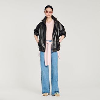 Sandro Blouson aus gealtertem Leder