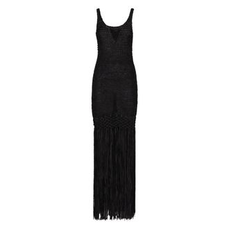 Philosophy di Lorenzo Serafini Kleid mit Fransen am Saum und durchbrochenem Strickmuster - - Dresses - Damen - Schwarzk - XS