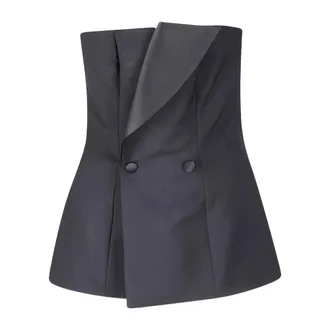 P.A.R.O.S.H. P.a.r.o.s.h., Femme, Tops, Noir, Taille: 38 FR Top Bustier Smoking