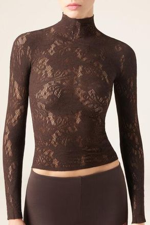 Calzedonia Oberteil Aus Blumenspitze Braun