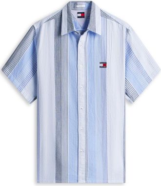 Tommy Hilfiger Kurzarm-Strickhemd aus Baumwolle mit Streifenmuster, Relaxed Fit in