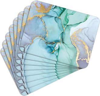 MG Design Set aus 8 Kork-Platzsets - Colorful Abstract 2 - 30 x 40 cm - hitzebest&auml;ndig & abwischbar, mit Korkr&uuml;ckseite