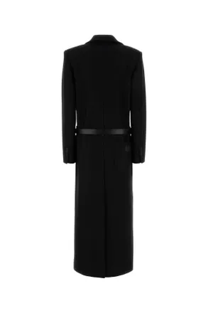 Dsquared2 Womens Black Stretch Wool Blend Coat Exterior: Nylon Elastane Cappotti