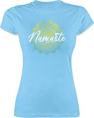 Shirtracer Shirt Damen - Yoga und Wellness Geschenk - Namaste Vintage - XL - Hellblau - Yoga-Bekleidung Meditation namastee Funshirts f&uuml;r Frauen Yoga-t-Shirt spi