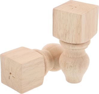 DOITOOL 2 Stück Massivholz Möbelfüße Geschnitzt Unbehandelt Quadratisch für Sofa Couch Tisch Schrank Einfache Montage Vielseitig für Möbel Beine