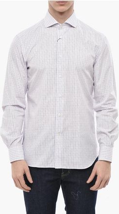 Corneliani Cotton Poplin Checked Shirt with French Collar size 39