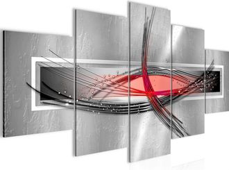 Runa Art Bild Wohnzimmer Schlafzimmer Abstrakt 5 Teilig Figuren Grau Rot Wandbilder auf Vlies Leinwand 103653b