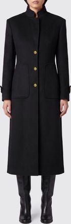 Pinko Manteau long droit en m&eacute;lange de laine et cachemire avec col montant