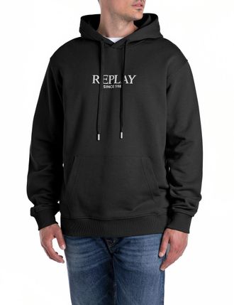 Replay Herren Hoodie mit Kapuze, Black 098 (Schwarz), XL