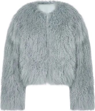 Halfboy Cropped Jacke in Pelzoptik - LIGHT BLUE GREY