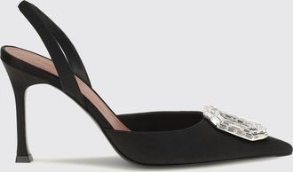Amina Muaddi Escarpins slingback Camelia en satin avec boucle bijou